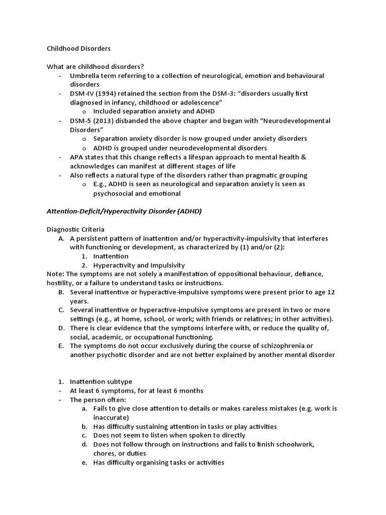 Childhood Disorders | PDF