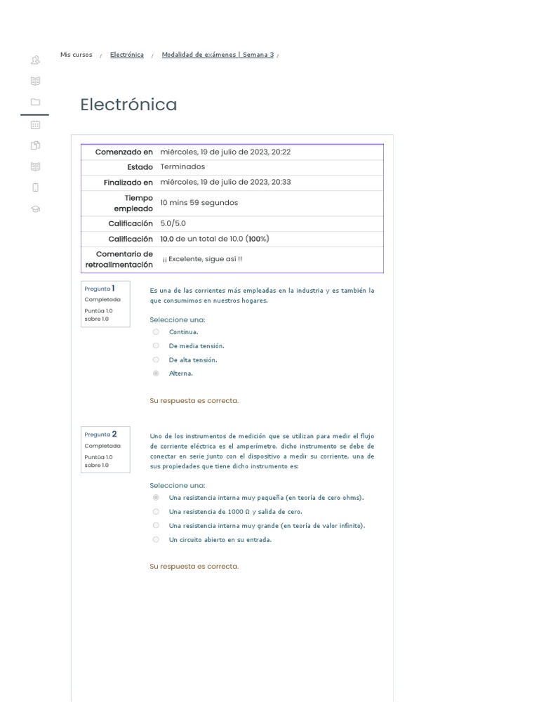 Examen Semana 3 Electronica | PDF