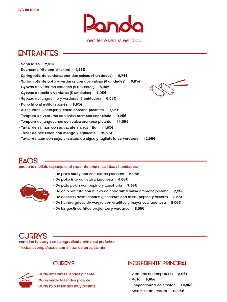 Carta del Restaurante Panda Bilbao | PDF