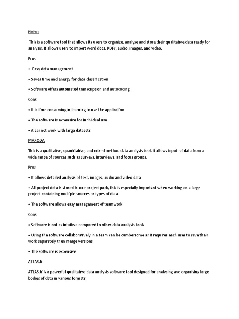 Qualitative Data Analysis Software Comparison | PDF