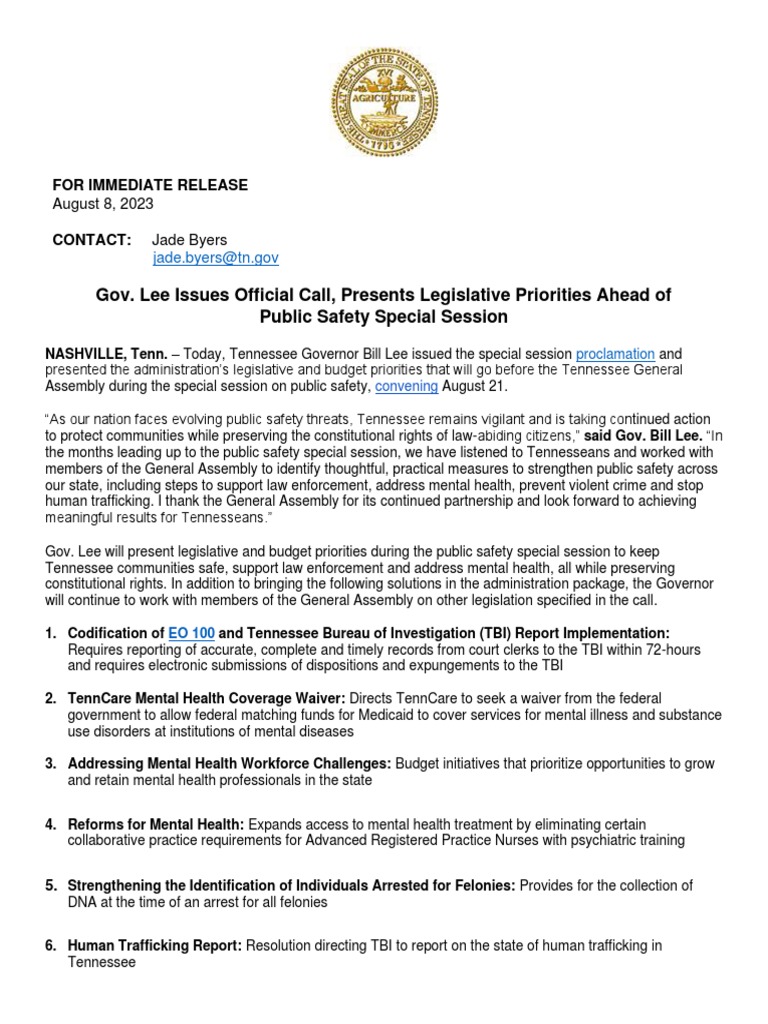 Special Session Proclamation | PDF