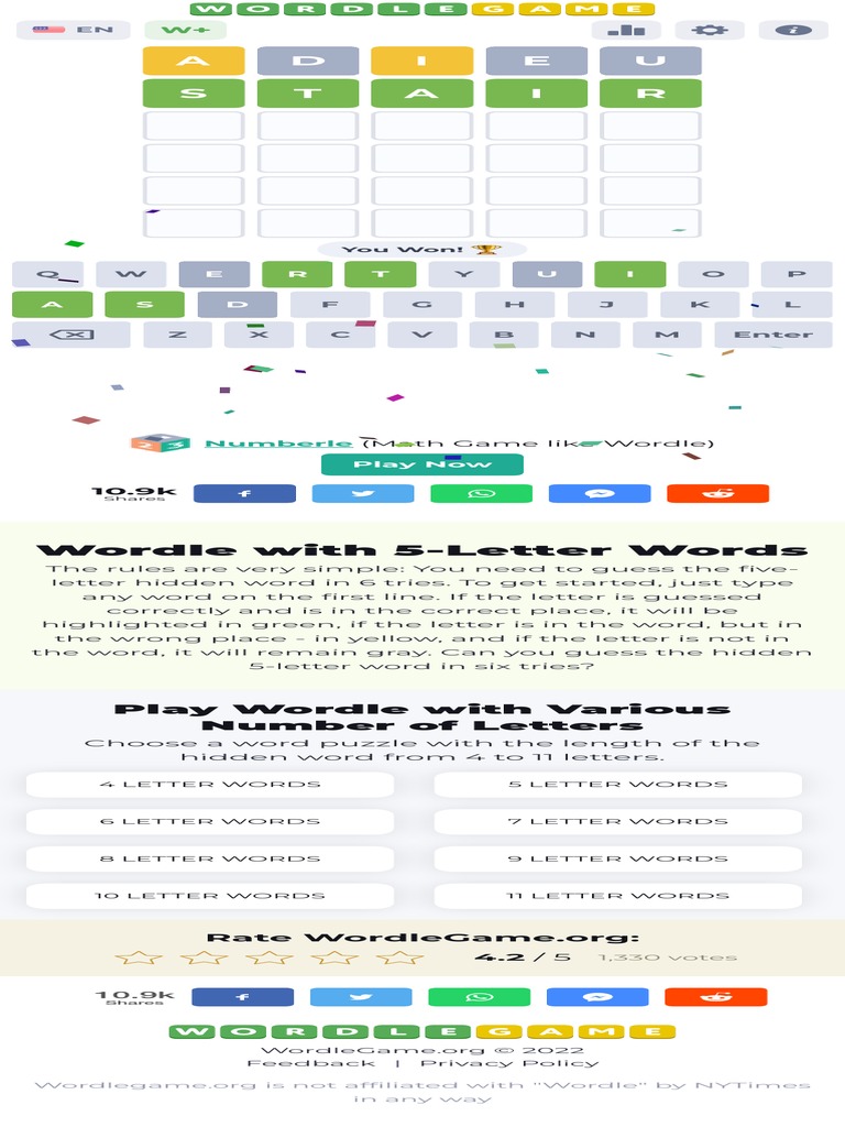 5-Letter Words Wordle - Play Online | PDF