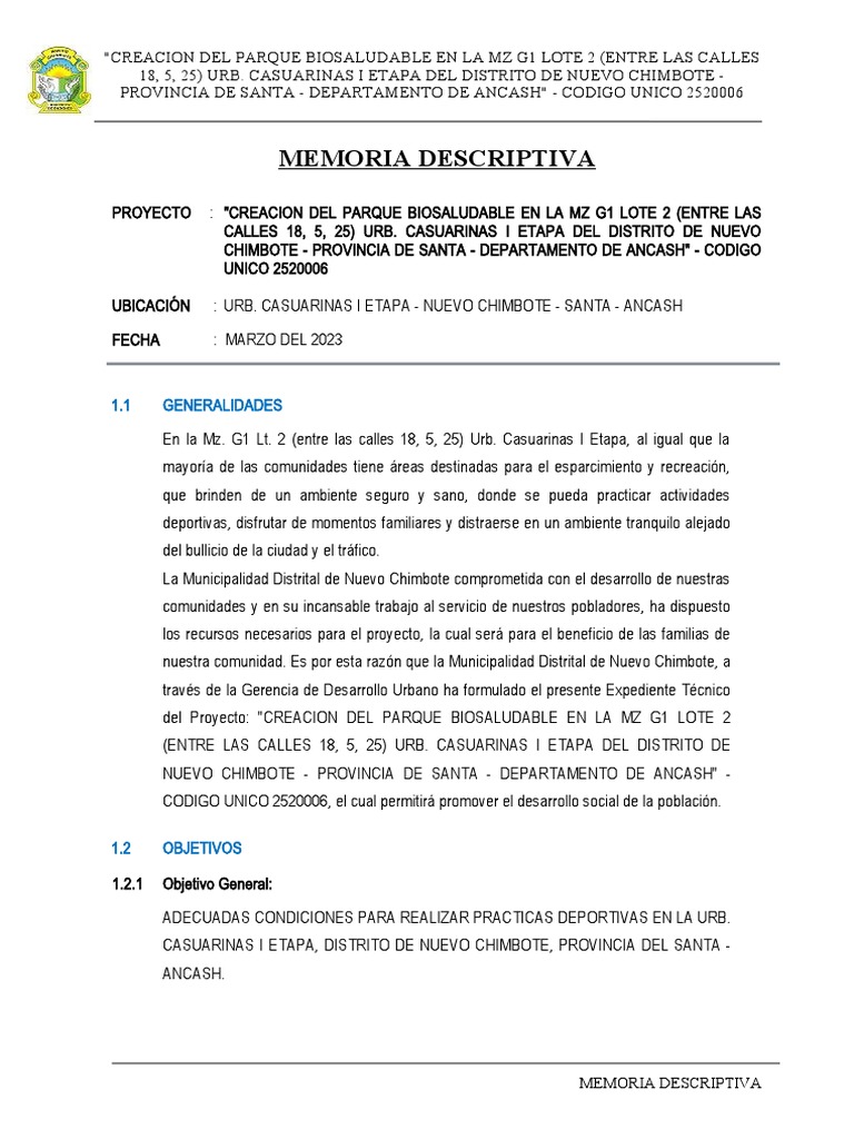 Memoria Descriptiva 20230612 231216 364 | PDF | Herida | Clima