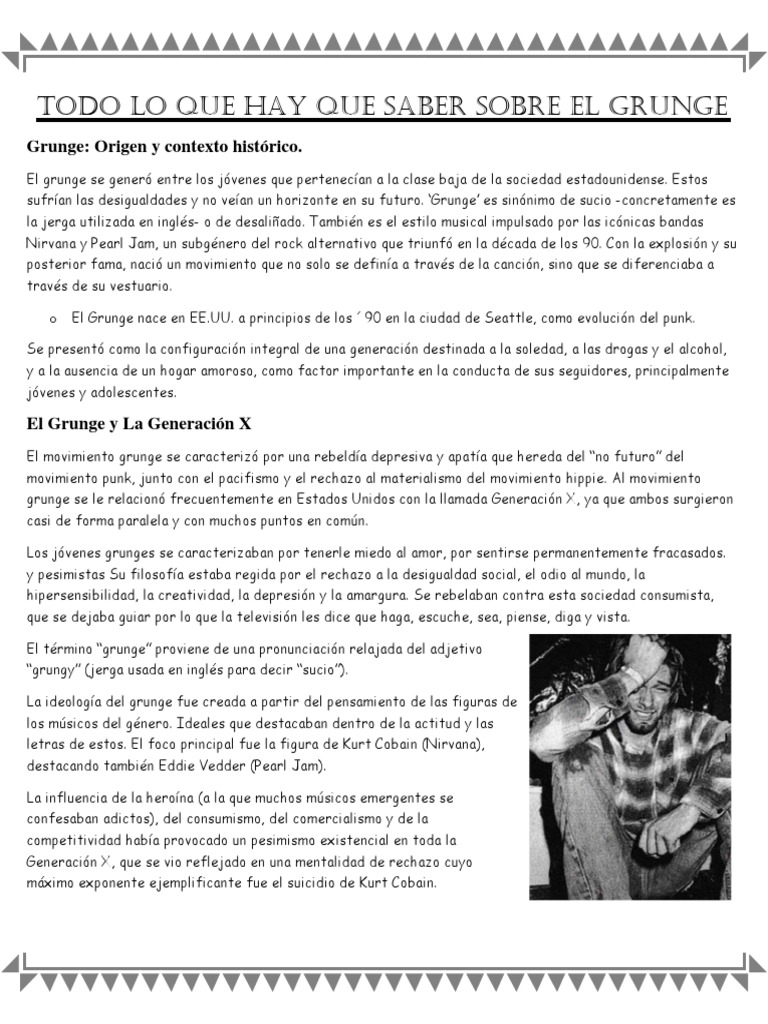 Todo Lo Que Hay Que Saber Sobre El Grunge | PDF