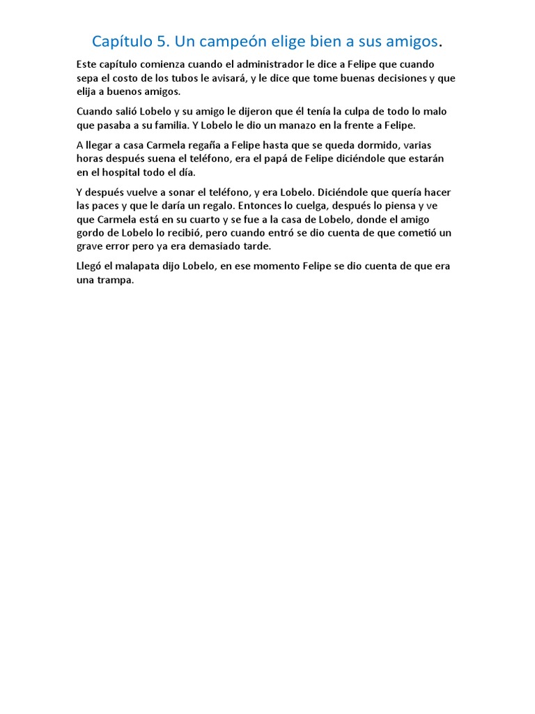 Capítulos de Sangre de Campeón | PDF