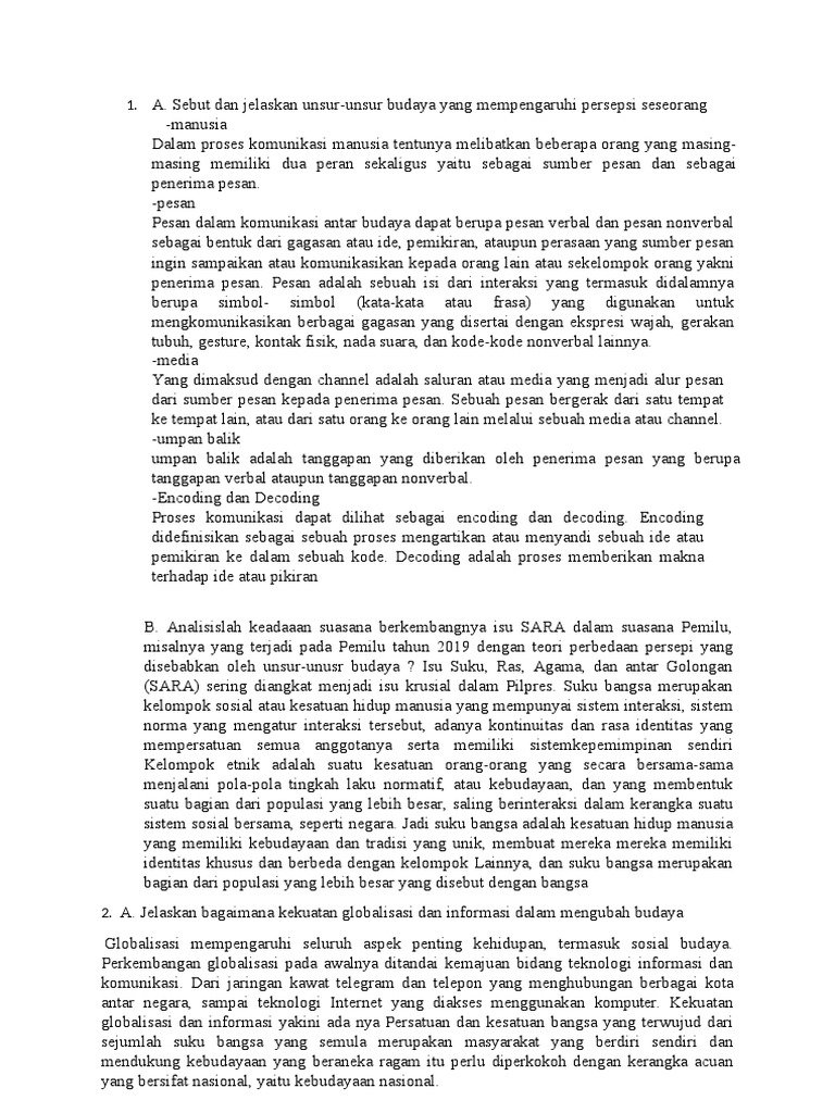Unsur Budaya & Persepsi SARA Pemilu | PDF