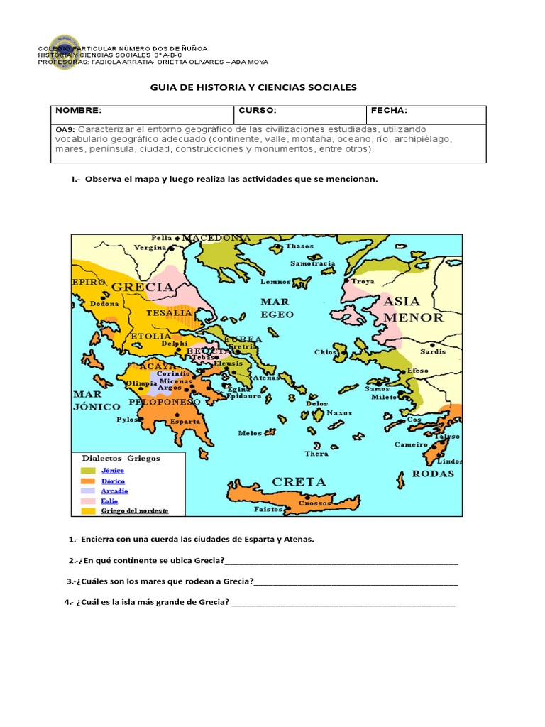Guia 1 de Historia Grecia Ubicacion Geografica | PDF