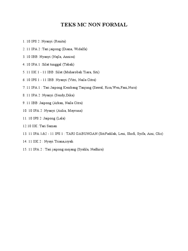 Teks MC Non Formal | PDF