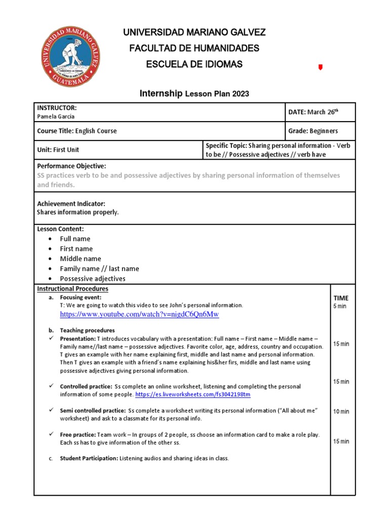 Annotated-internship%20lesson%20plan%202023%20%232 | Pdf