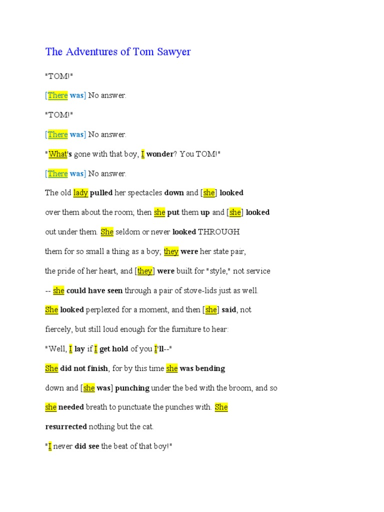 1.3.4 Subject and Verb - The Adventures of Tom Sawyer | PDF | Mystery ...