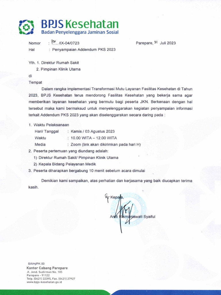 Sosialisasi Addendum PKS 2023 | PDF