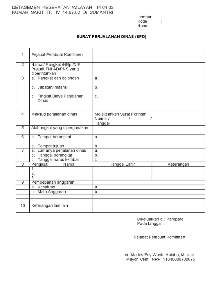 Surat Perjalanan Dinas SPD (SPD) Baru | PDF