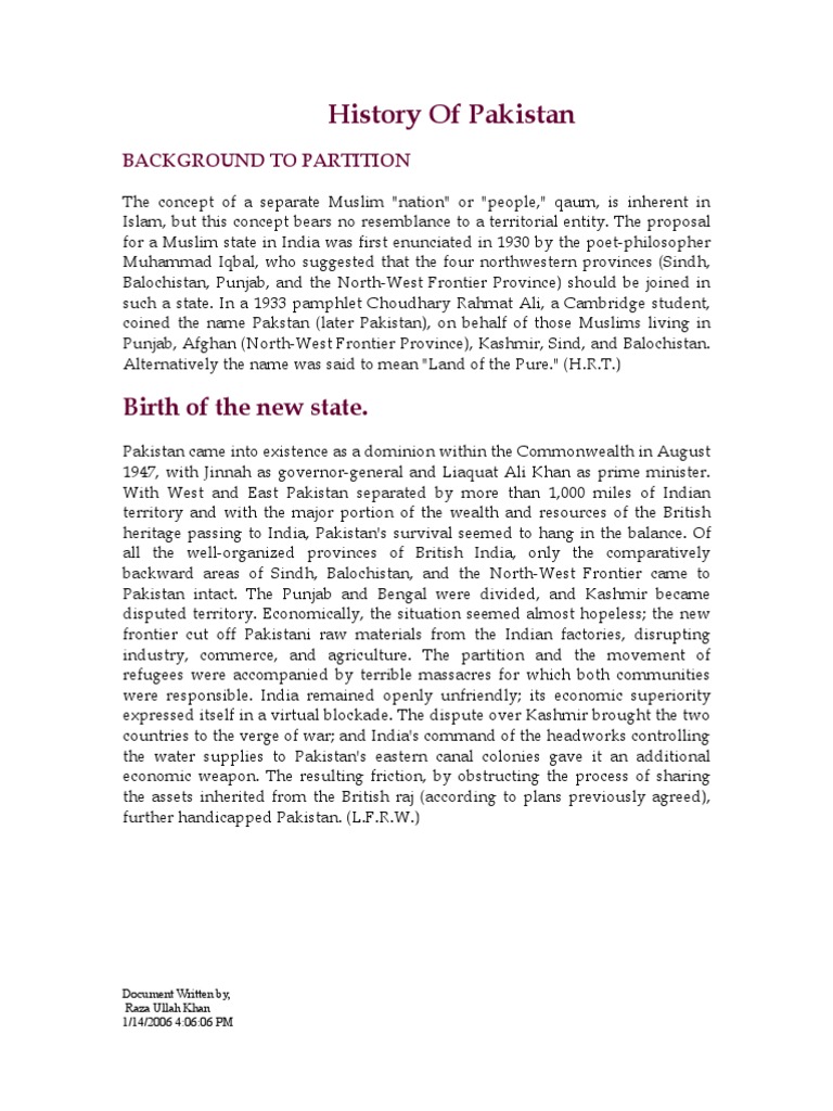 History of Pakistan | PDF