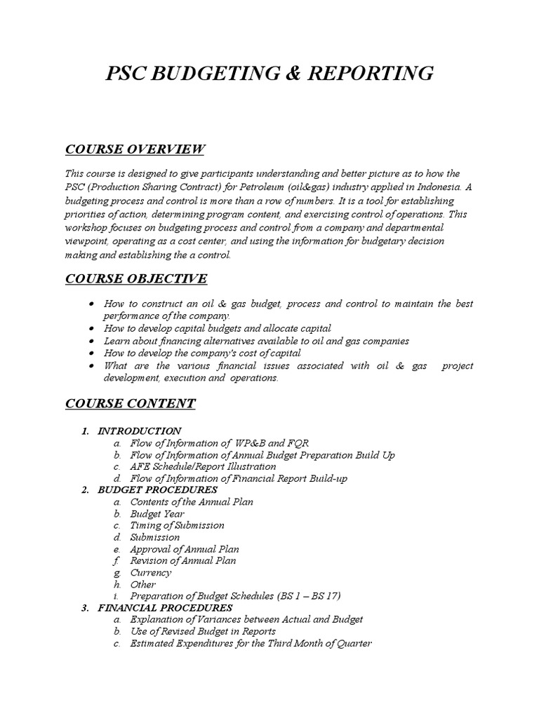 PSC Budgeting & Reporting | PDF