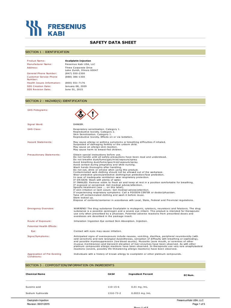 Oxaliplatin - Rexta Inj | PDF