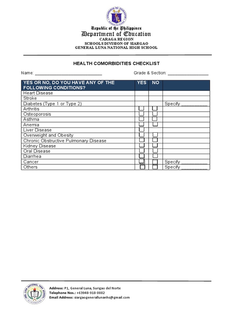 Health Checklist | PDF