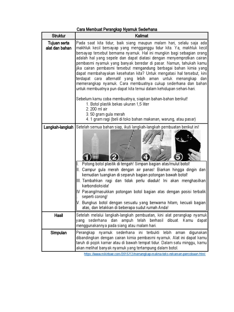Perangkap Nyamuk Sederhana dan Aman | PDF | Pengembangan Diri ...