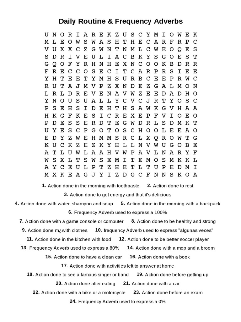 Daily Routine & Frequency Adverbs - WS | PDF