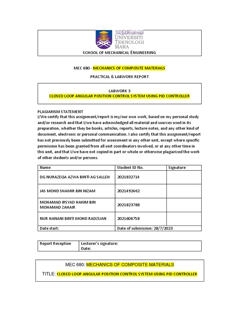 Lab 3 Pid Mecha | PDF | Computers
