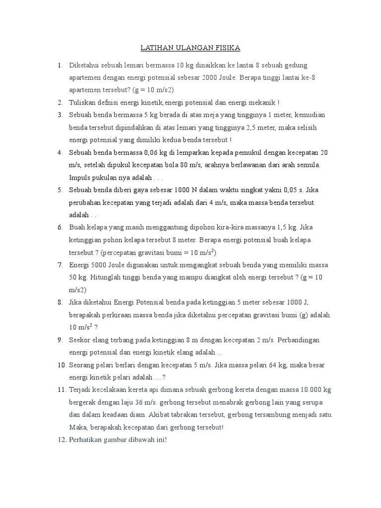 Latihan Ulangan Fisika SMS2 | PDF