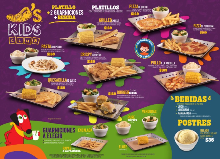 Chilis Menu Infantil 2023 | PDF | Cocina europea | Alimentos