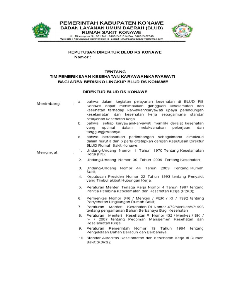 SK Tim Pemeriksaan Kesehatan | PDF