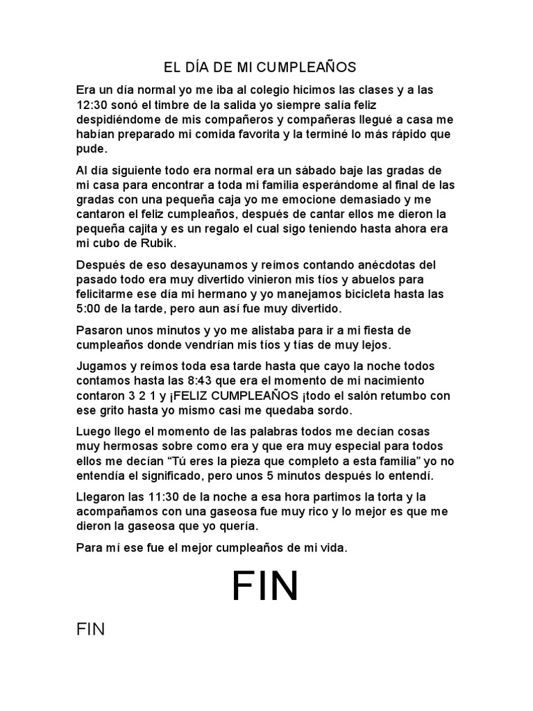 Mi Mejor Cumpleaños: Una Crónica | PDF | Poesía