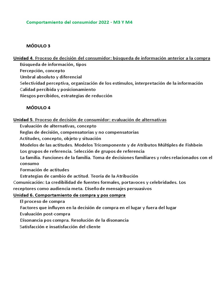 Comportamiento Del Consumidor 2022 M3 y M4 | PDF | Aprendizaje | Comportamiento