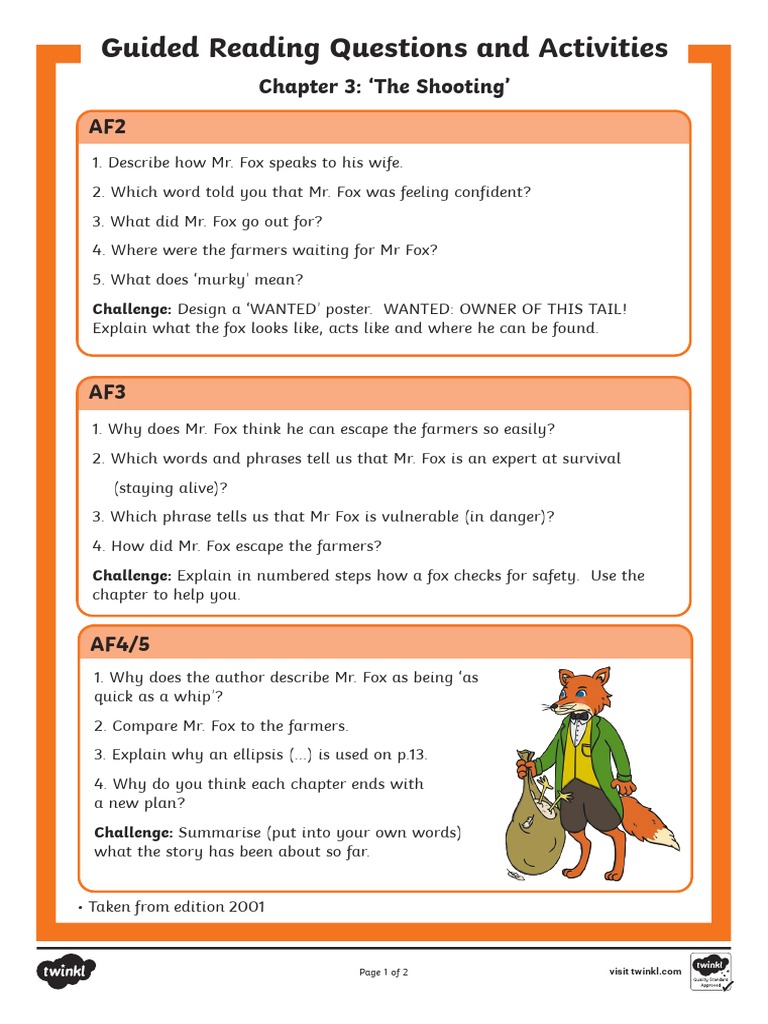 Guided Reading: Fantastic Mr. Fox Ch. 3 | PDF | Ellipsis