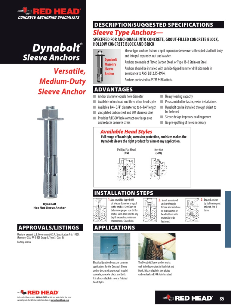 Dynabolt Performance Data | Download Free PDF | Screw | Building ...
