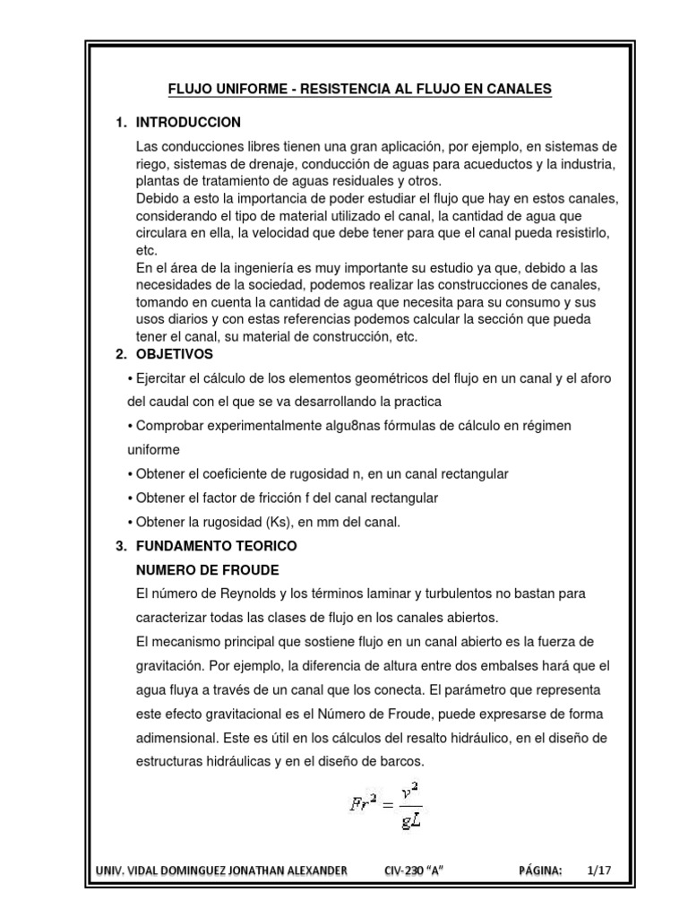 P1 Hidra 2 Jonathan Vidal | PDF | Canal | Descarga (hidrología)