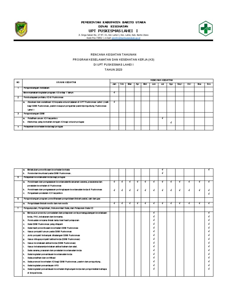RENCANA Kerja K3 Tahunan 2023 | PDF