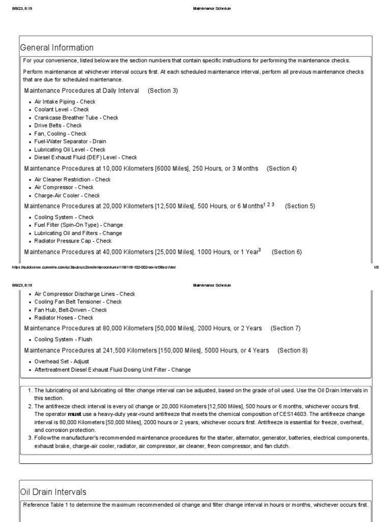 Maintenance Schedule Isf | PDF | Motor Oil | Vehicle Parts