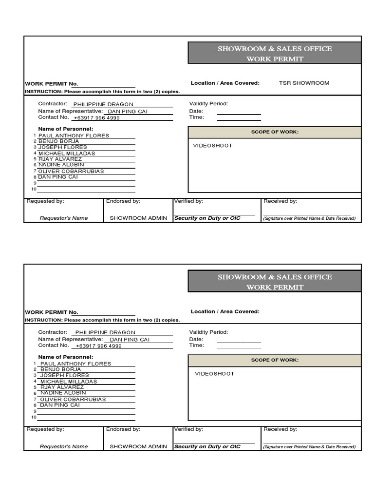 TSR Work Permit Year 2023 - GENERAL | PDF
