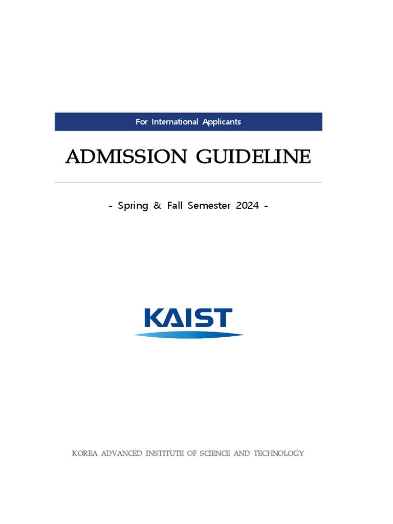KAIST International Admission Guide 2024 | PDF