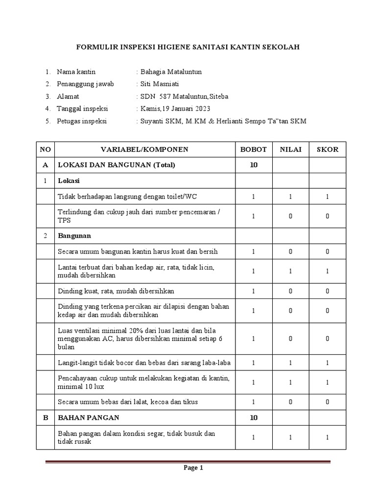 Form Isian Kantin 587 Mataluntun | PDF