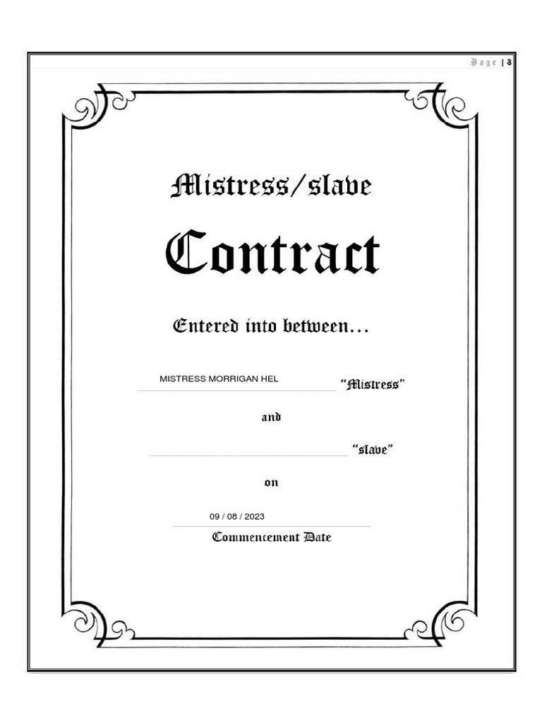 Mistress Slave Contract Parties Page | PDF