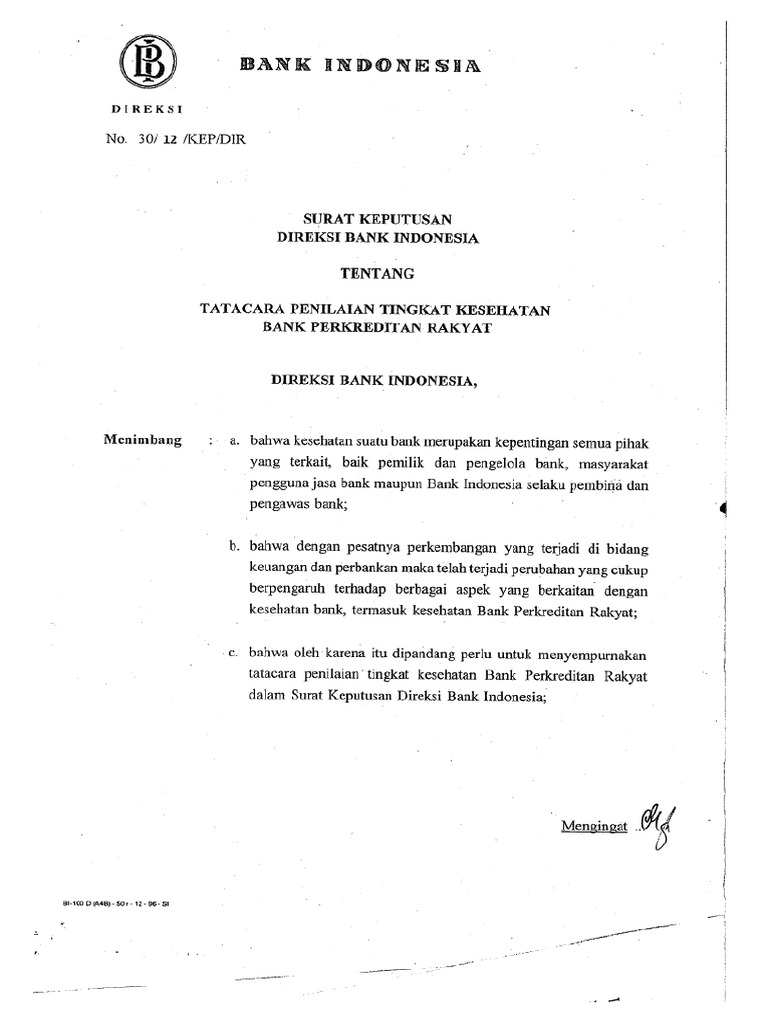 PERTURAN TKS BPR | PDF