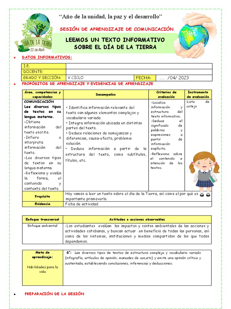 Ses-Fecha Cívica-Día de La Tierra | PDF | Información | Evaluación