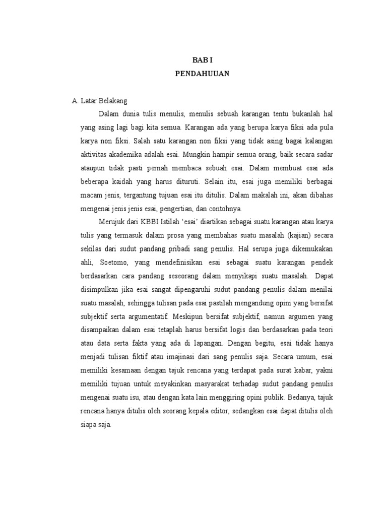 Jenis-Jenis Esai dan Contohnya | PDF | Fiksi Umum