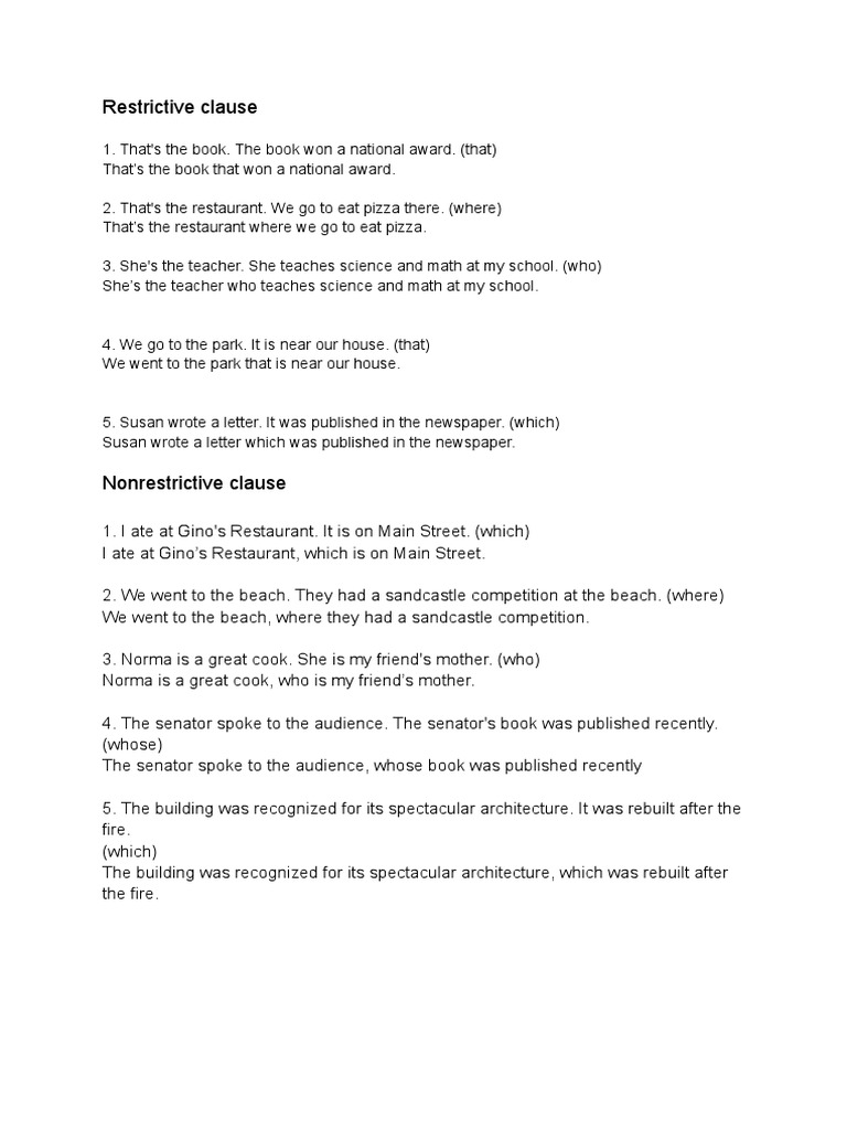 Ricardo Zhang, Restrictive & Nonrestrictive Clause Assignment | PDF