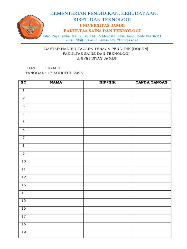 Absen Upacara Dosen | PDF