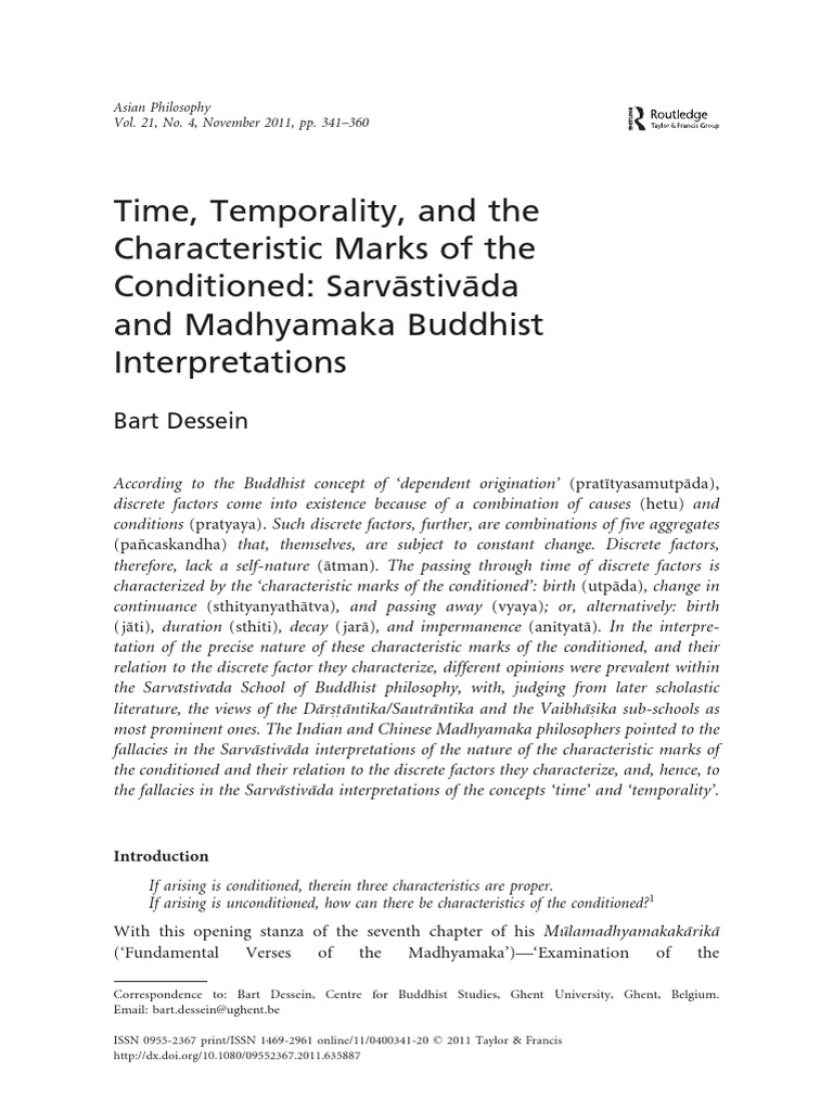 Time, Temporality, and The Characteristic Marks of Conditioned ...