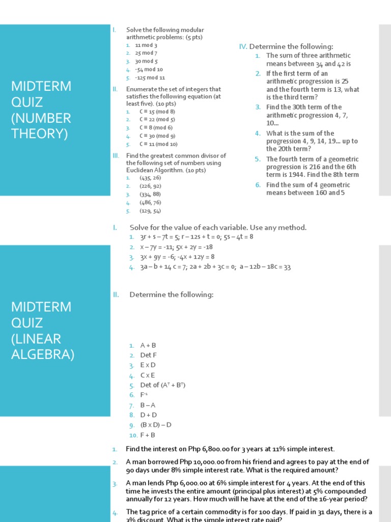 Midterm Quiz NT La Moi | PDF | Interest | Mathematics