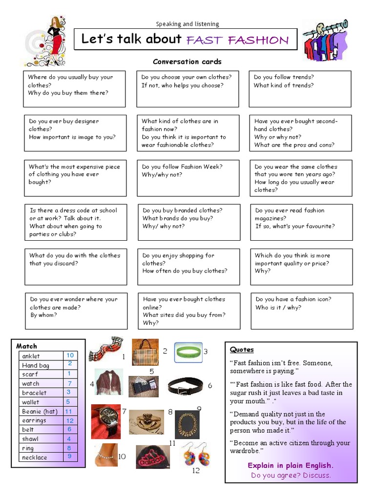 Fast Fashion Conversation Guide | PDF | Fashion | Clothing
