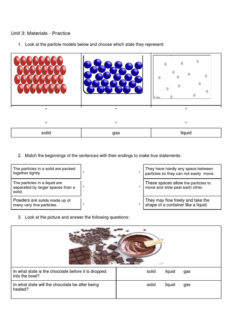 Grade 3 - Unit 3 - Practice | Download Free PDF | Gases | Solid