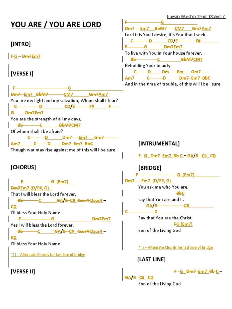 YOU ARE - YOU ARE LORD - HILLSONG Key of G | PDF | Theology
