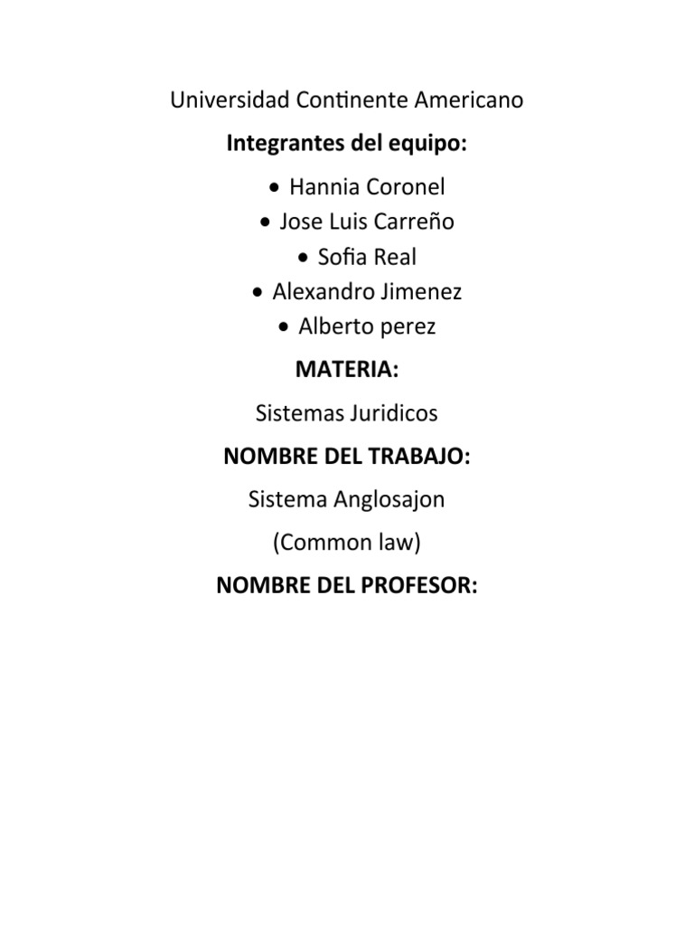 Sistema Anglosajón: Definición y Características | PDF | Ley común ...
