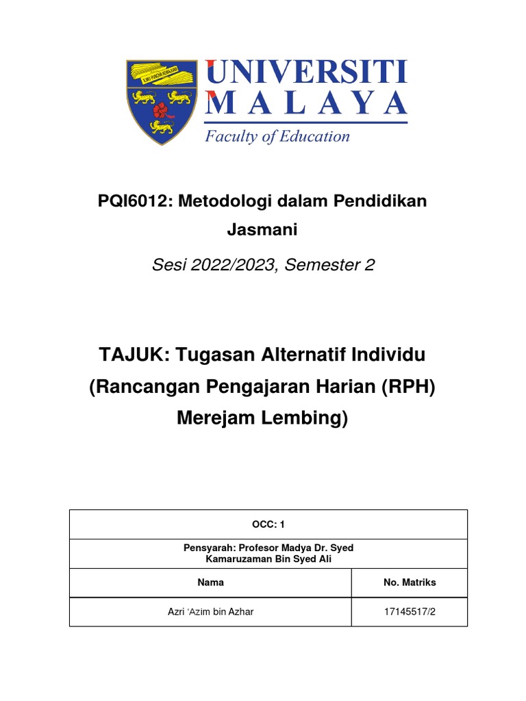 Tugasan Alternatif Individu - Azri Azim Bin Azhar (17145517) | PDF