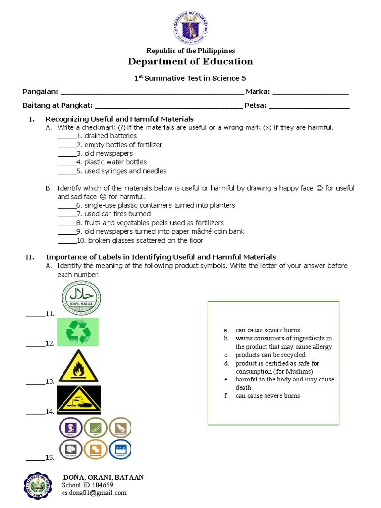 1st Summative Test in Science 5 Module 1 - Lesson 1 and 2 | PDF 1st Summative Test in Science 5 Module 1 - Lesson 1 and 2 | PDF
